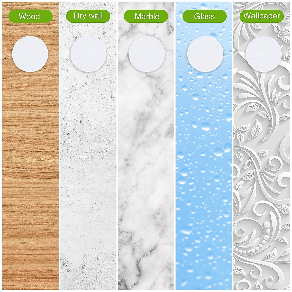 BBTO Door Stoppers Wall Protector 12 Pack 5 inch Door Knobs Protector White Round Wall Hole Cover Plastic Wall Self Adhesive Protector Avoiding Broken