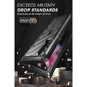 SUPCASE Unicorn Beetle Case for Galaxy Z Fold 3 5G (2021), Rugged Belt Clip Shockproof Protective Case with Built-in Screen Protector & Kickstand (Black)