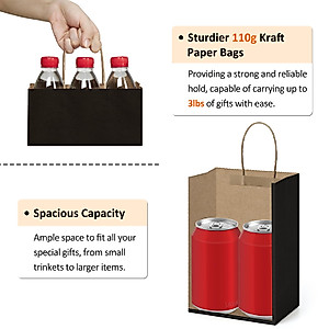 BagDream Kraft Paper Bags 25Pcs 5.25x3.75x8 Inches Small Paper Gift Bags Shopping Bags, Kraft Bags, Party Favor Bags, Black Gift Bags with Handles Bulk