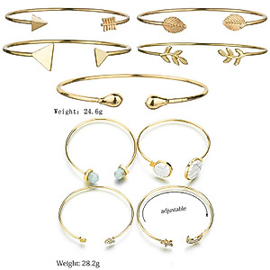 Cocazyw 19PCS Multiple Layered Stackable Bracelet for Women Open Cuff Wrap Bracelet for Girls Rose Gold Cuff Bracelets for Women Jewelry Adjustable Gold Bangles Set Gifts (Gold)