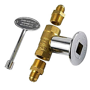 BBQ Future 1/2-Inch Straight Quarter-Turn Shut-Off Valve Kit for NG LP Gas Pits Outdoor Fireplace with 3-inch Key and 2 Pcs 3/8 Male Flare, 1/2 NPT Fittings