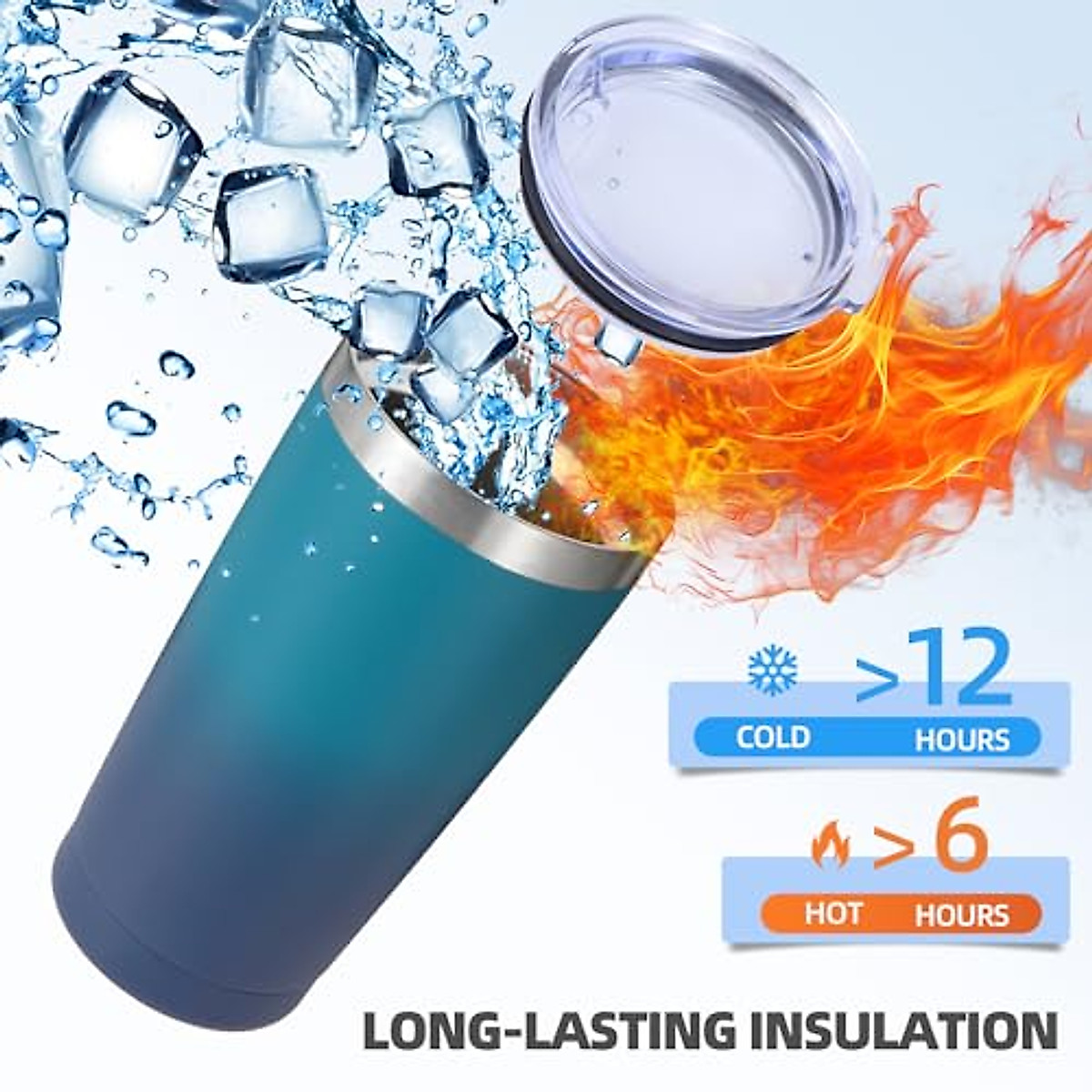 Volhoply 20oz Stainless Steel Tumbler with Lid and Straw,Double Wall Insulated Travel Iced Coffee Mug Fits Cup holder,Powder Coated Cups for Hot and Cold Drinks,Gifts for Women Men（Dark Night,1 Set）