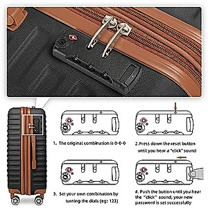 LARVENDER Luggage Sets 4 Piece, Expandable(Only 24"&28") ABS Suitcase with 360° Spinner Wheels, Durable Luggage Sets Clearance Carry On Luggage Suitcase Set For Women Men, Black