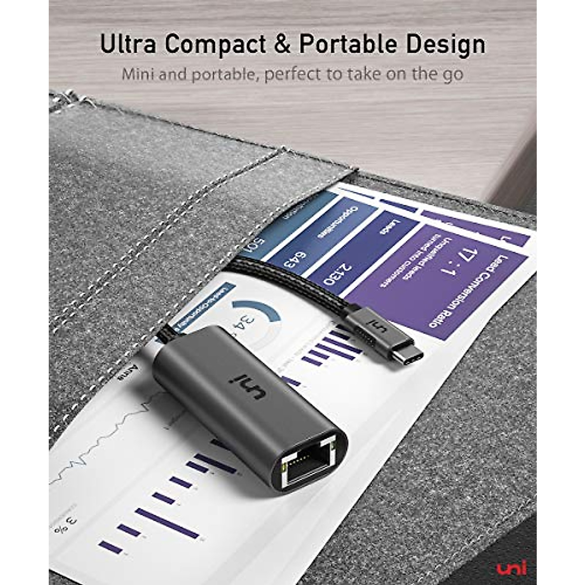 USB C to Ethernet Adapter, uni Driver Free RJ45 to USB C [Thunderbolt 3/4 Compatible], 1Gbps Type-C Gigabit Ethernet LAN Network Adapter for MacBook Pro/Air, iPad Pro, Dell XPS, Surface Laptop, Mac