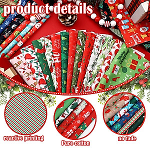 Irenare 100 Pcs 8 x 8 Inches Christmas Fabric Bundles Fat Quarters Santa Claus Precut Fabric Bundle Squares Xmas Tree Snowman Printed Sewing Patchwork Fabric Winter Fabric for Xmas DIY Crafts Quilting