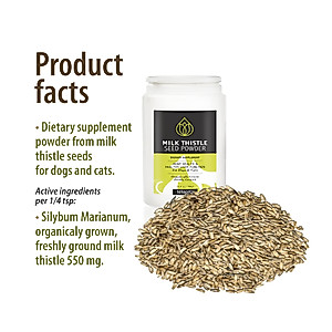 Teliapets Milk Thistle Seed Powder, Herbal & Effective, Natural, Ideal to Protect The Liver & Kidney Health, Against Allergies, Detoxifying, Antioxidant -for Dogs & Cats 23.4oz /700 gr