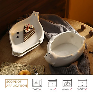 BAKOUSTAR Salad Bowl Small Ceramic Polar Bear Candy Dish Serving Bowl for Pistachio Peanuts Salad Soup Fruit Housewarming Gift, White, Dishware Safe
