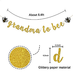 INNORU Grandma to Bee Banner, Bumble Bee Theme Baby Shower Party Decorations, New Grandmother Party, Bee Pregnant Annountanct Party Decorations, Gold Glitter