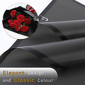 20 Sheets Flower Wrapping Paper, Translucent Bouquet Wrapping Paper Waterproof DIY Crafts Florist Supplies Packaging Paper, Wrapping Paper for Flower Bouquet Gift Packaging, Wedding Birthday Black