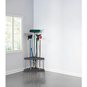 Rubbermaid Garage Corner Tool Tower Rack, Easy to Assemble, Organizes up to 30 Long-Handled Tools/Rakes/ Brooms/Shovles for Home/House/Outdoor/Sheds