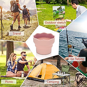2Pcs Collapsible Paint Brush Washer, Portable Silicone Washing Bucket Brush Holder Cleaner Painting Water Cup for Watercolor Oil Painting(Pink)
