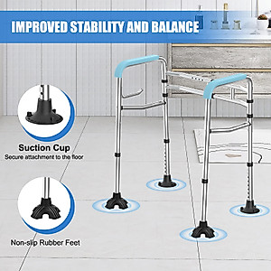 UGarden Upgraded Toilet Safety Rail, 380LB Stainless Steel Toilet Frame with Non-Slip Handles & Paper Holder, Adjustable Detachable Handicap Toilet Rails, Foldable Toilet Support Frame for Elderly
