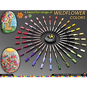 28 Wildflower Colors Acrylic Paint Pens Studio Color Series Markers Set 0.7mm Extra Fine Tip, Rock Painting, Glass, Mugs, Wood, Metal, Canvas, DIY, Detailing. Non Toxic, Waterbased, Quick Drying