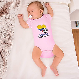 Custom Personalized Baby Bodysuit Colombian Soccer Colombia Football Funny Cotton Boy & Girl Striped Baby Clothes Stripes Soft Pink White Personalized Text Here 6 Months