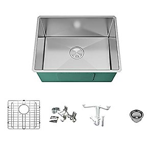 Transolid KKM-DUSB231810 Diamond 23-in L x 18-in W Single Bowl Undermount Kitchen Sink and Accessories Kit in Stainless Steel