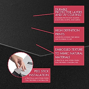 BaseCore HEX Hexagon Vinyl Flooring Black 5.75" DIY Self Adhesive Textured Modern Floor Tile Peel & Stick Tile | Sample Tile