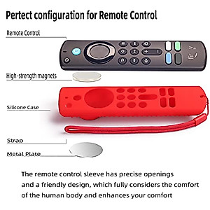 Remote Cover for TV Stick 3rd Gen 2021 /Stick 4k Max Silicone Case Anti-Slip Silicone Protective Case Silicone Sleeve with Magnetic tech(Red)