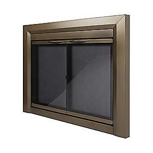 Pleasant Hearth CA-3202 Cahill Fireplace Glass Door, Antique Brass, Large