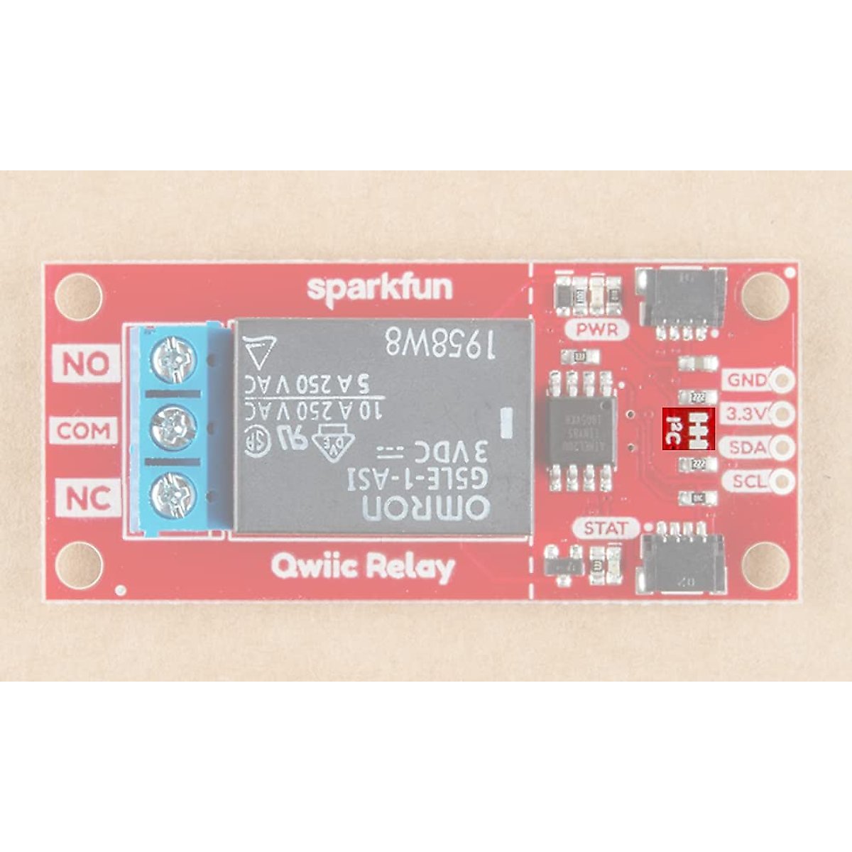 SparkFun Qwiic Single Relay-Up to 5.5A at 240VAC Multiple I2C addresses Available Turn on/Off high Power Device from Low Power microcontroller No Soldering Large Power Loads w/Simple I2C Commands