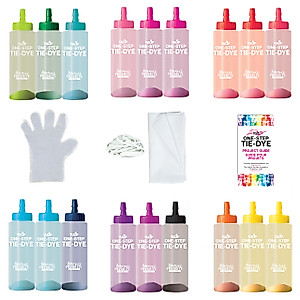 Tulip One-Step Tie-Dye Kit Party Supplies, 18 Bottles Tie Dye, Rainbow, 1 Count (Pack of 1)