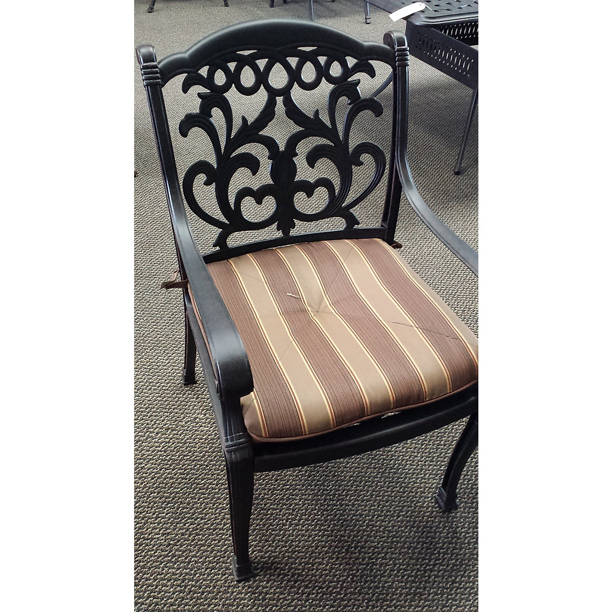 Mandalay Outdoor Patio 7pc Dining Table Dark Bronze Color Cast Aluminum (Walnut)