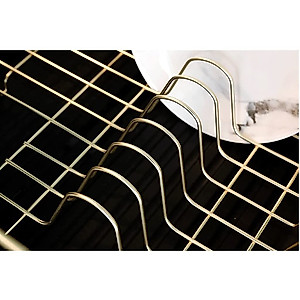 OLOTU Stable 1-Tier Dish Rack with Drainboard，Multifunctional Metal Utensil Holder for Kitchen Countertop，Durable Home Accessories，Black Dish Drying Rack