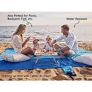 Wekapo Beach Blanket Sandproof, Extra Large Oversized 10'X 9' for 2-8 Adults, Big & Compact Sand Free Mat Quick Drying, Lightweight & Durable with 6 Stakes & 4 Corner Pockets