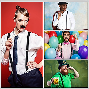 Seematn 12Pcs Halloween Suspenders for Men Adjustable Suspender Elastic Y Back Style Suspenders Belts for Men Boy Costume Accessories (Black)