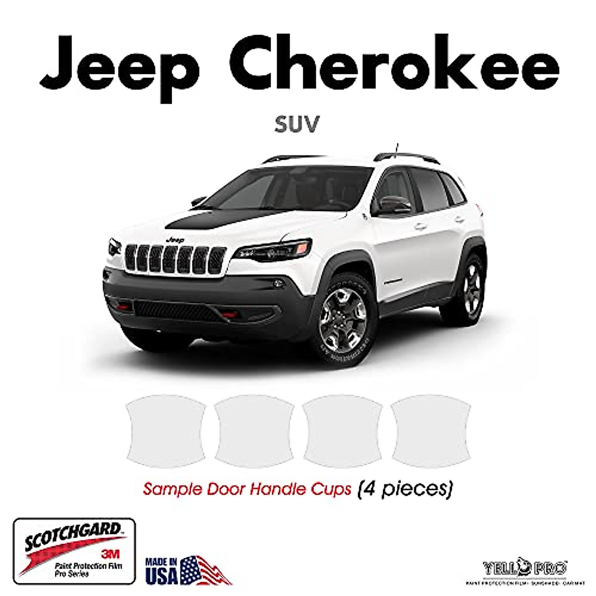 YelloPro Custom Fit Door Handle Cup 3M Scotchgard Anti Scratch Clear Bra Paint Protector Film Guard for 2019 2020 2021 2022 Jeep Cherokee SUV