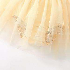 Magic Park Infant Tulle Dress Baby Girl Ruffle Sleeve Romper Dress Solid Color Tutu Skirt with Headband Holidays Clothes (Flesh Color, 6 Months)