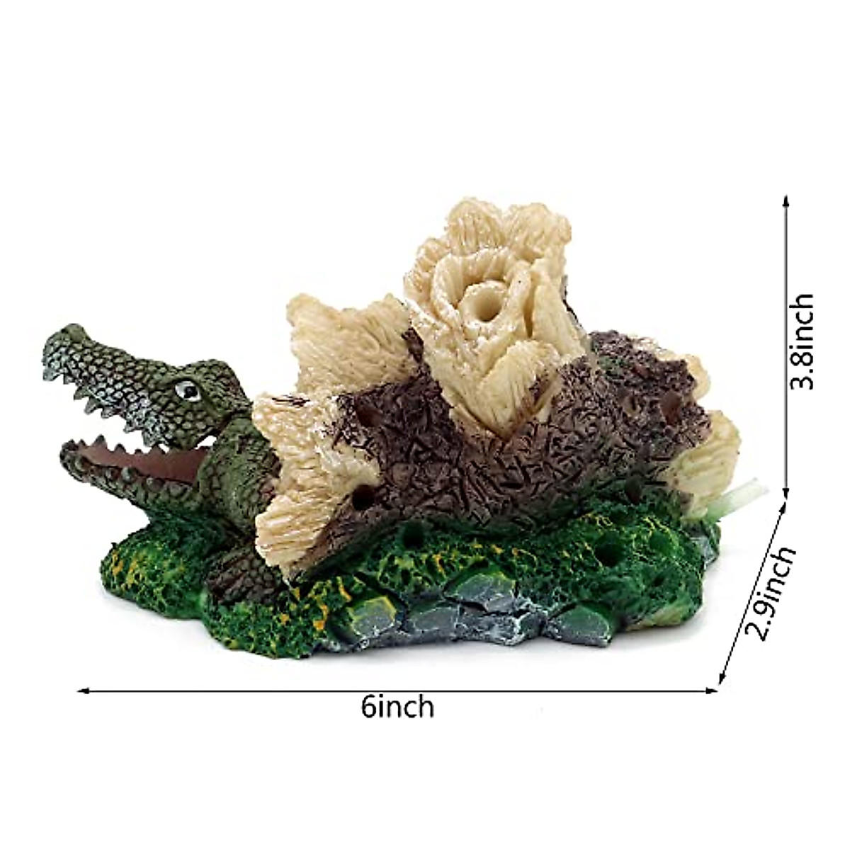 ALEGI Aquarium Air Bubbler Decorations,Air Bubbler Decor Ornament for Fish Tank (Alligator)