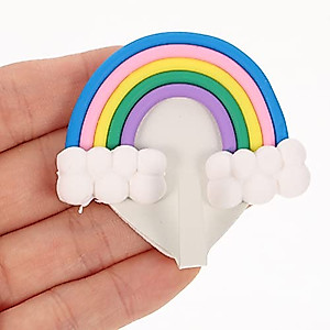 Cabilock 6pcs Rainbow Wall Hooks Coat Hooks Wall Clothes Towels Hooks Adhesive Robe Hook Key Hat Scarf Purse Bags Hangers Wall Pegs for Home Office Kids Room