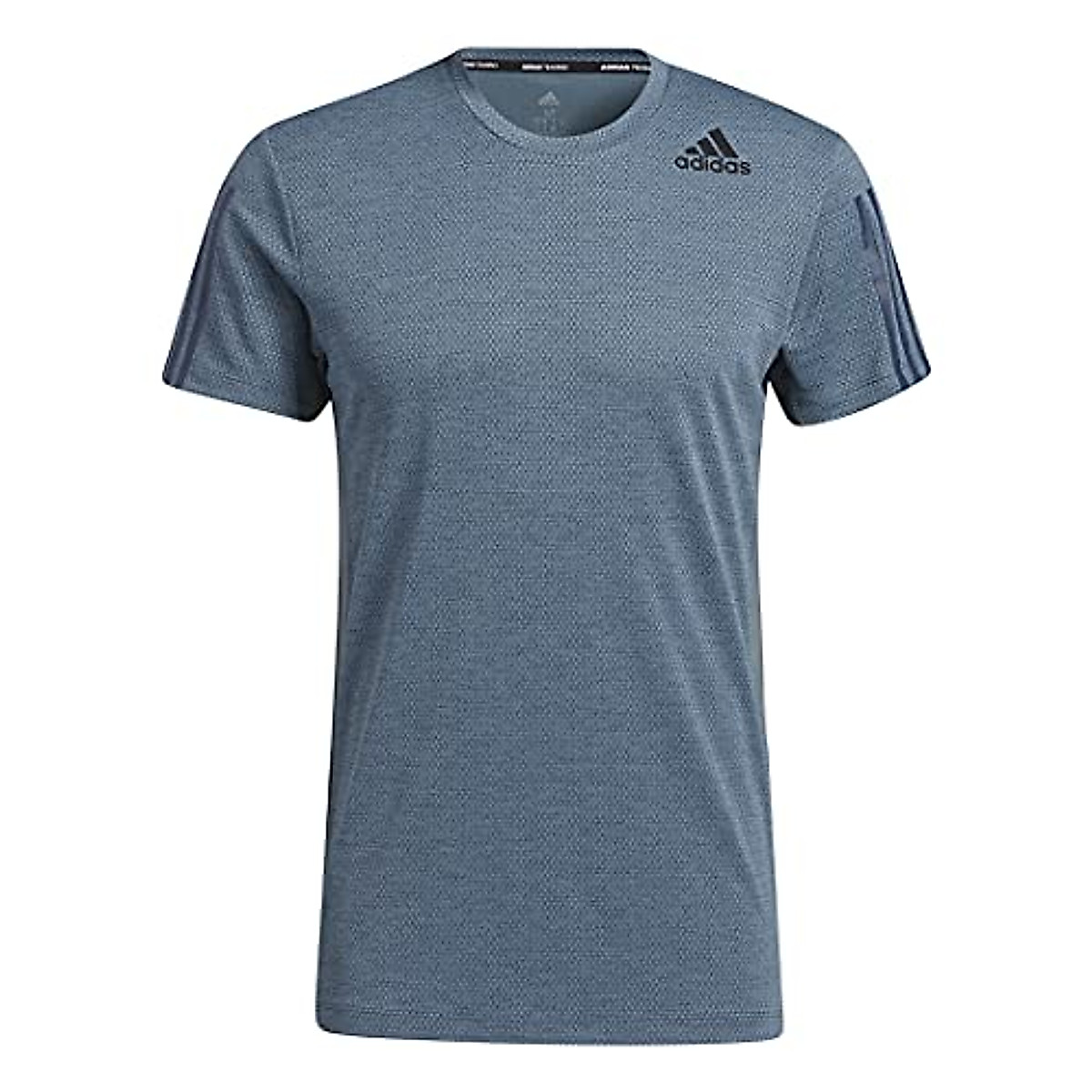 adidas Mens Heat.RDY 3-Stripes Tee Blue Oxide Large