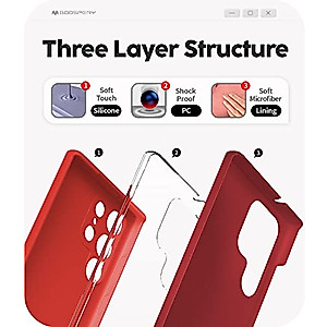 GOOSPERY Liquid Silicone Designed for Galaxy S23 Ultra Case Silky-Soft Touch Full Body Protection Shockproof Cover Case with Soft Microfiber Lining - Red