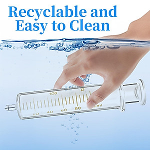 Gufastoe 1 Pack Glass Laboratory Syringes with Caps 100cc/ml for Industry