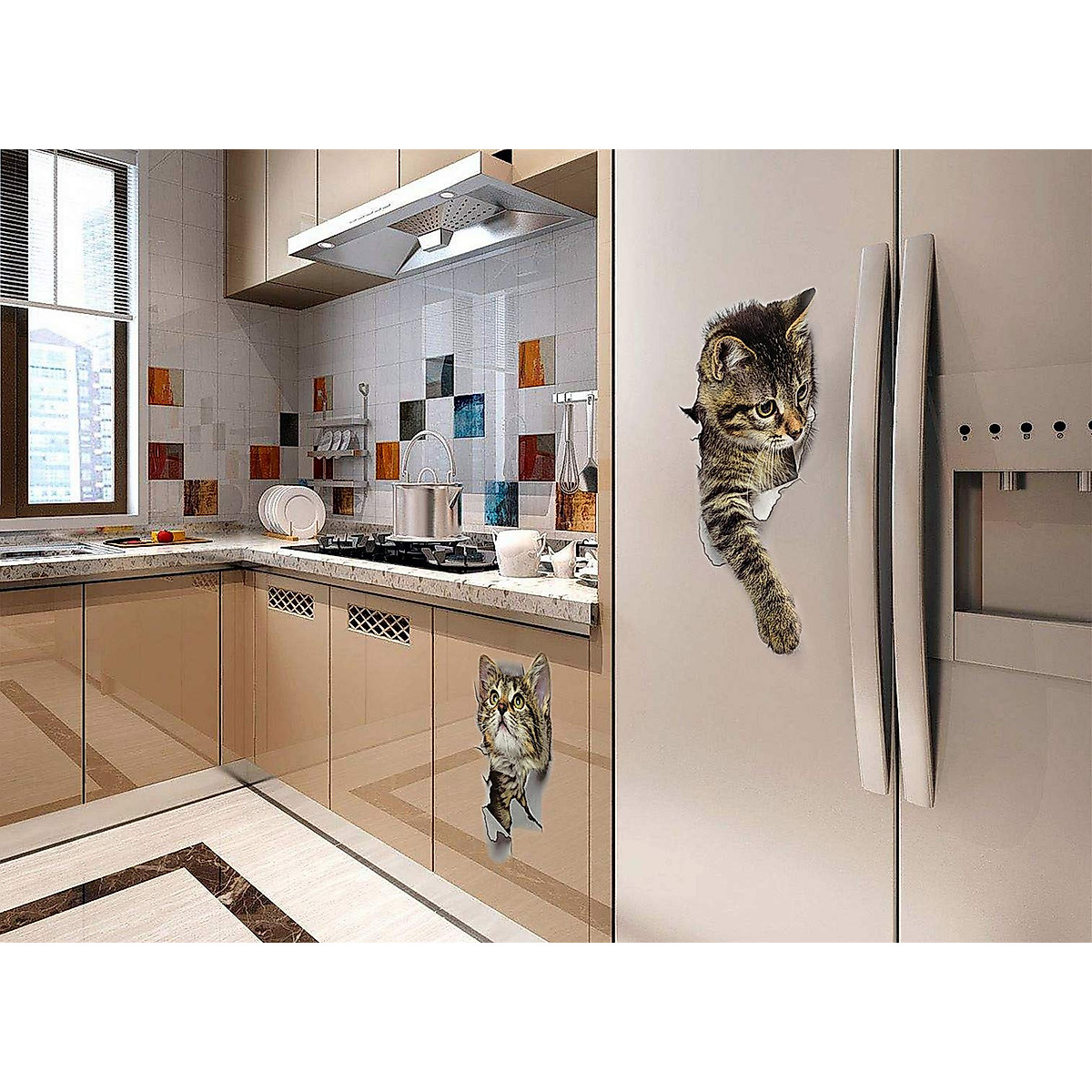 Animals Cute Cat Wall Sticker Living Room Bedroom Decoration Animal Wall Stickers Bathroom/Toilet/Refrigerator/Car/Nursery Room/PVC/Kitchen 3D Wall Decals