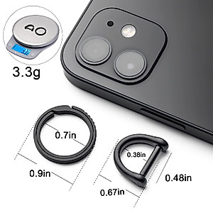 FEGVE Small Titanium D Ring with 1 Pcs Side-Pushing Titanium Key Ring,Car Fob Keychain Holder - （1/2 Inch/12mm D-Ring+22mm Keyring）