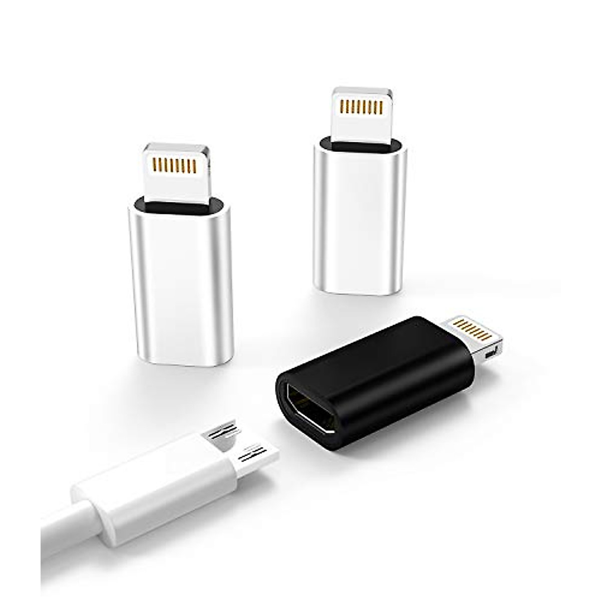 3-Pack,Micro USB to Lightning Adapter,Lightning Male to Microusb Female Adapter for Apple iPhone 5s 6 6s 7 8 Plus se2 x xr xs 12 11 Mini max pro Ipad Connector Converter Port