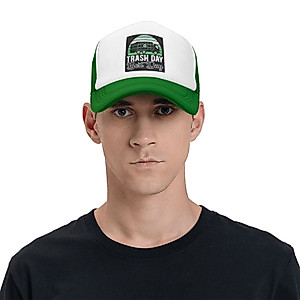 Trash Day Best Day Waste Management Garbage Truck Trucker Hat Green Men Mesh Back Adjustable Women Sun Summer Snapback Dad Baseball Cap