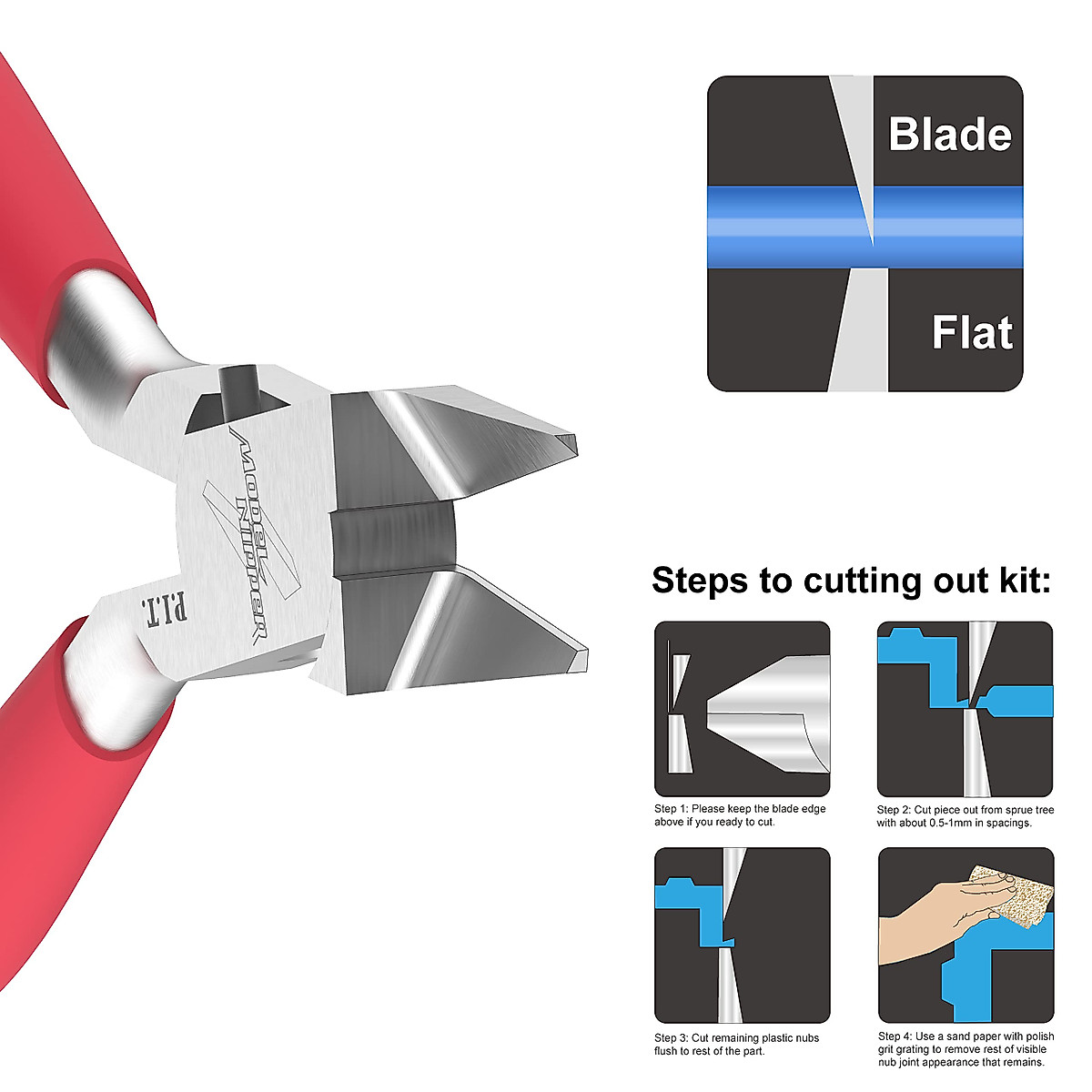 P.I.T. 4.5 Inch Model Nipper, Single Blade Gundam Nipper with Non-Slip Grip, Sprue Cutter Hobby Nippers,Model Kit Nippers for Plastic Gunpla Model Building