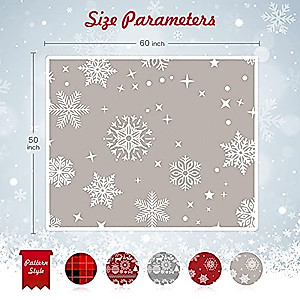 WBHome Christmas Sherpa Throw Blanket | | Soft, Warm, Cozy, Fuzzy Flannel Fleece Holiday Blanket for Bed Couch Sofa, 50x60 inch, (Grey & White Snowflake)