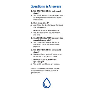 Spot Solution – Carpet & Upholstery Spot Cleaner for Stains – Odor Free - Removes Pet Stain and People Stains – Ideal Cleaning Solution for Indoor Purposes – No Soap, No Residue – (32 Oz)