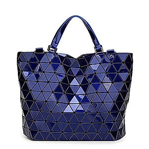 Luminous Purses Geometric Handbags for Women Changeable shape Reflective Shoulder Bag Matte Totes (Blue)