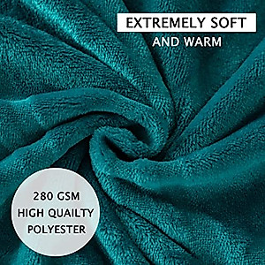 HT&PJ Throw Blanket Super Soft Cozy Lightweight Flannel Fleece Blankets for Bed, Sofa, Couch, Living Room All Seasons - Teal, 50x60in