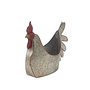 Deco 79 Metal Rooster Indoor Outdoor Planter, 12" x 8" x 16", Gray