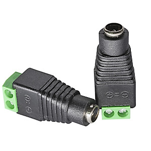 Female Barrel Connector Plug 5.5mm x 2.1mm for CCTV Cameras/Single Color LED Strips Pack of 10 pcs