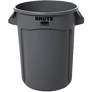 Rubbermaid Commercial 263200GY Round Brute Container Plastic 32 gal Gray (One Pack)