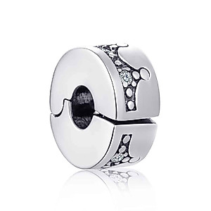 Original 925 Sterling Silver Charms Clip Lock Spacers Stopper Charm Beads For Bracelets (Crown Clip)