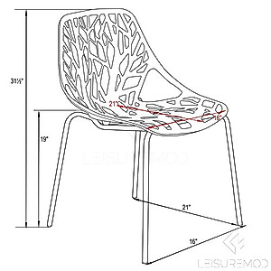 LeisureMod Modern Asbury Dining Chair with Chromed Legs (Set of 4), Orange
