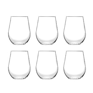 unkno Stemless Plastic Wine Glasses 20 ounce - Acrylic Red Wine Glasses (set of 6) Dishwasher Safe, BPA Free